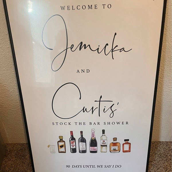 Couples Shower Welcome Sign Template Modern Stock the Bar Welcome Sign ...