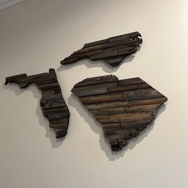 Black Rustic Wood State Cut Out, Large State Cutout, Wood State Outline ...