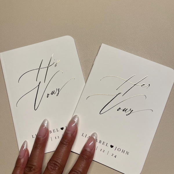 Boho Wedding Vow Books, Personalized Vow Booklets, Real Gold Foil ...