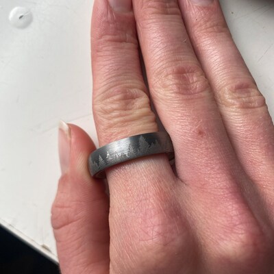 Forest Tungsten Wedding Band or Engagement Ring 6mm With Whiskey Barrel ...