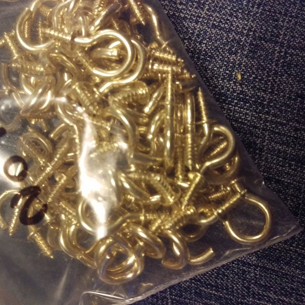 50pcs Golden Eye Hook Screw for Pendants Metal Screw Eye Pins tone Eye ...