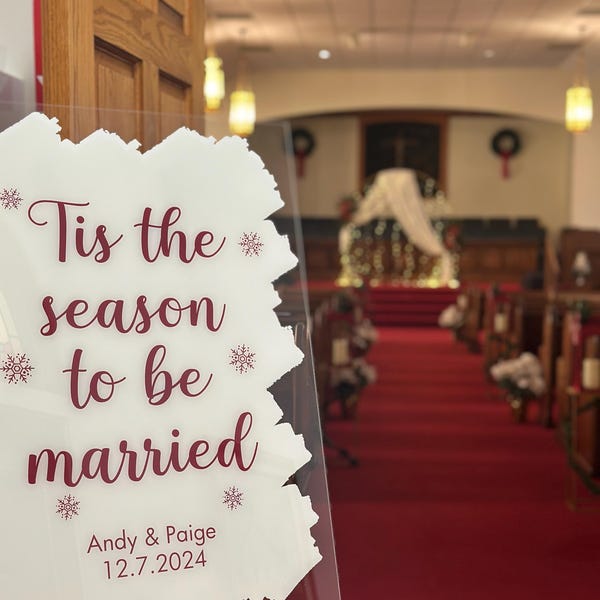 Tis the Season to Be Married Welcome Sign, Christmas Wedding Welcome ...