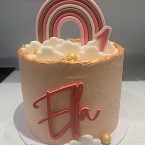 Edible Pink Rainbow Cake Topper, Decoration. 5.5inches Wide.sugar Paste ...