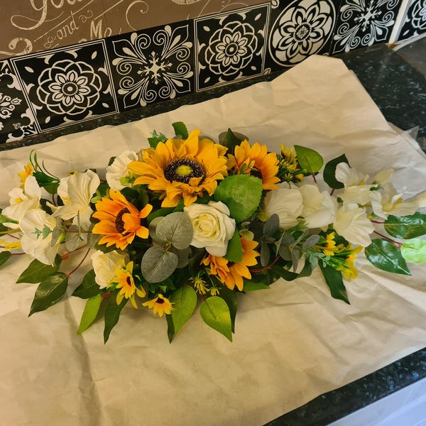 NAN WREATH - White With Yellow or ANY 3 Letters/colours Custom Funeral ...