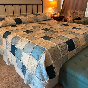 Amethyst Isles Large Rag Quilt Throw Teals Aqua Pinks Rose Spicy Browns Cream - Etsy