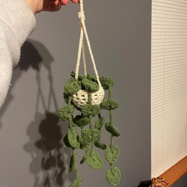 Pothos Plant Crochet Pattern, Car Hanging Plant Pattern, Car Hanging ...