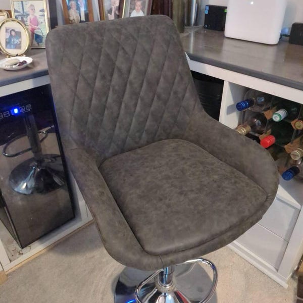 Handmade Genuine Leather Round Bar Stool / Counter Stool Replacement ...