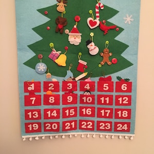 Christmas Tree Fabric Advent Calendar Felt Wall Mat With 24 Ornaments ...