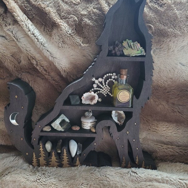 Coppermoon Handmade Wolf Crystal Shelf, Wolf Shelf, Wolf Wall Art, Wolf ...