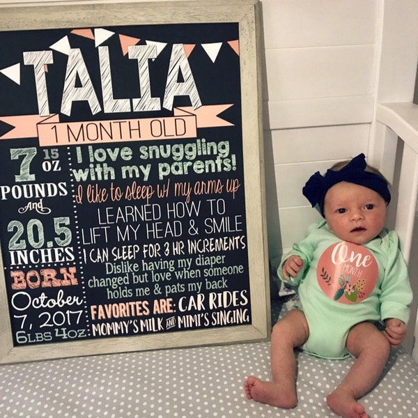 Monthly by Monthly Milestone Sign for New Babies, Unique Milestone ...