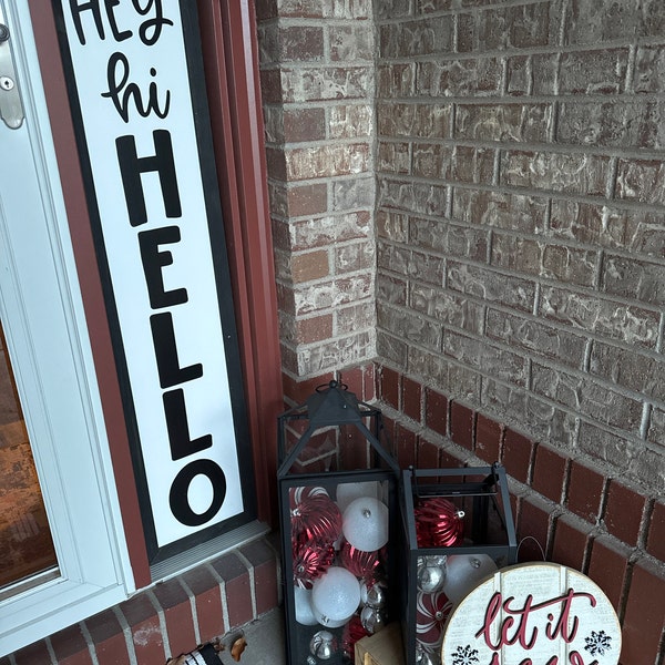 Welcome Sign for Front Porch, Hey Hi Hello Sign - Etsy
