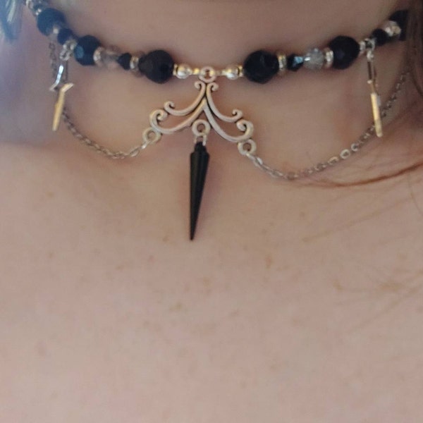 Fairy Core Gothic Spider Necklace With Lava Stone Choker Unique Y2K ...