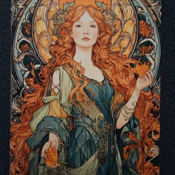 Brigid Art Print Celtic Goddess Wall Decor Irish Pagan Imbolc Fire ...