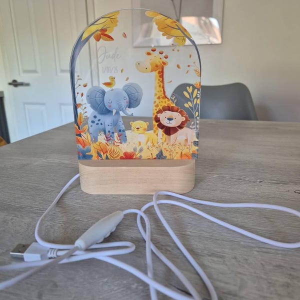 Personalised LED Animal Lamp,safari Jungle Animals Light,kids Night ...