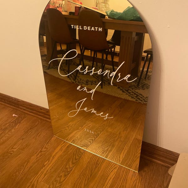 Arched Wedding Sign - Gold Mirror Welcome Sign - Wedding Reception ...