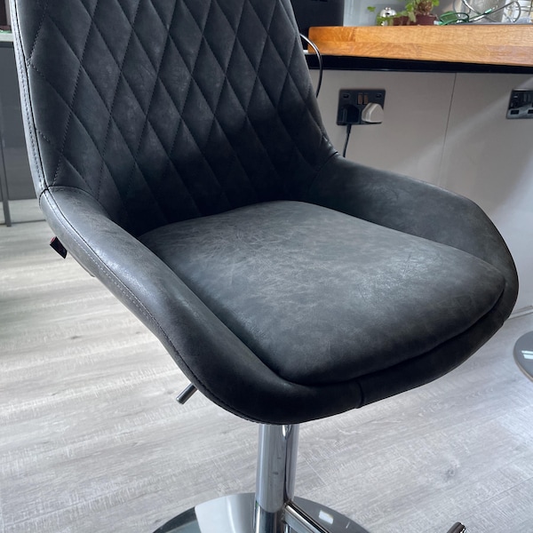 Handmade Genuine Leather Round Bar Stool / Counter Stool Replacement ...