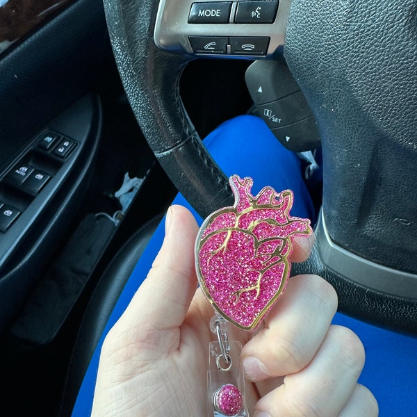 Anatomical Heart Badge Reel, Heart Badge Holder, Cardiac Nurse Badge ...
