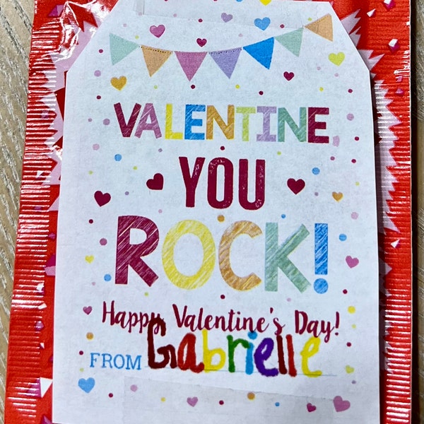 You Rock Valentine's Day Gift Tags, Kids Classroom Pop Rocks Printable ...