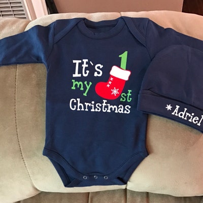 My First Christmas Baby Boy Outfit, It's My 1st Christmas Bodysuit ...