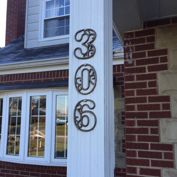 Rustic Cast Iron House Numbers Aged Brass 4.5 Inches - Etsy