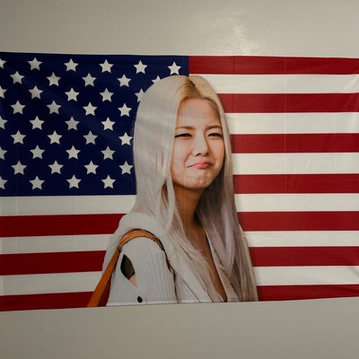 AESPA Karina Wolf Cut America Flag, Aespa Karina My World Kpop Flag ...