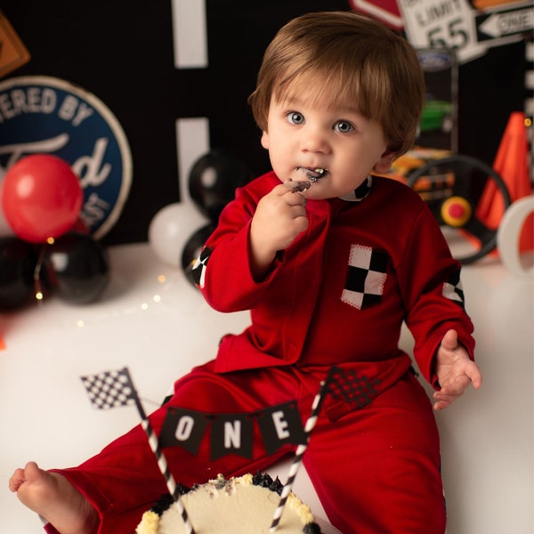Red Race Car Driver Outfit, Race Car Themed Photo Props, Baby Race Car ...