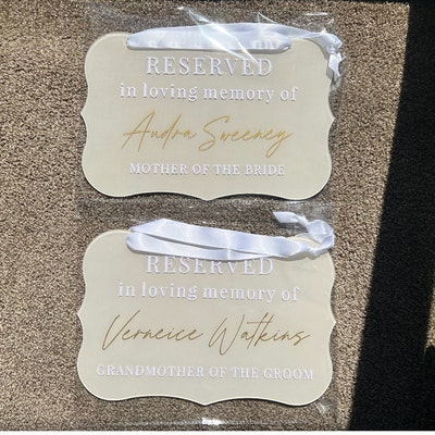 Reserved in Loving Memory Wedding Sign, Reserved Seat Sign, This Seat ...