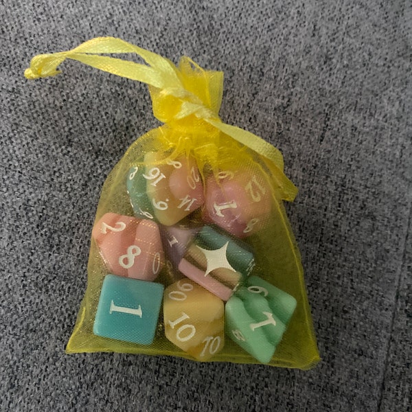 Pastel Rainbow TTRPG Dice Set, Polyhedral Dice, D&D Dice, Dungeons and ...