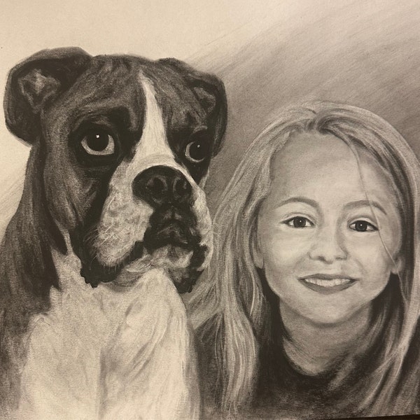 Pet Portrait Custom Charcoal | Pet Loss Gift | Dog Portrait Charcoal ...