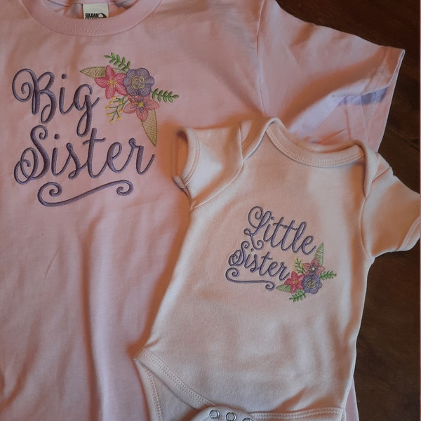 4 SIZES Sister Sibling Set Digital Machine Embroidery Design, Little ...
