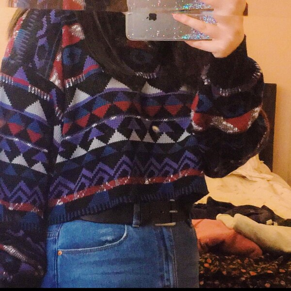 80s 90s GEOMETRIC VEST Checkered Plaid PARTY Print Vest Layering Top ...