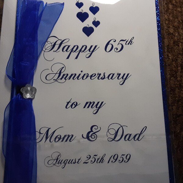 Sapphire Anniversary Card|65th Anniversary|parents - Etsy