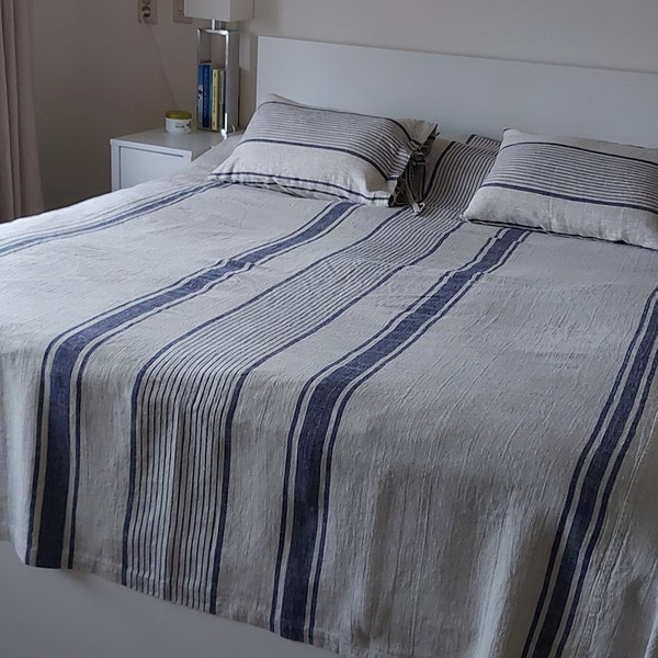 French Style Linen Bedspread in Various Colors, Vintage Linen Bed Cover ...