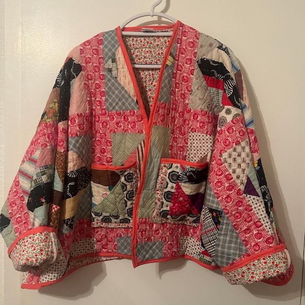 Vintage Custom Quilt Jacket, Jacket Made From Old Quilt, Upcycled Quilt ...