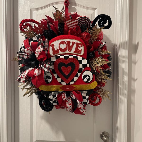 Valentine's Day Love Bug Wreath Attachment Pink Heart VW Volkswagen ...
