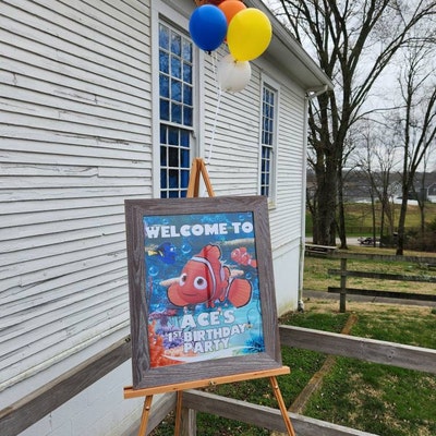 Finding Nemo Birthday Party Welcome Sign Backdrop Finding Nemo Party ...