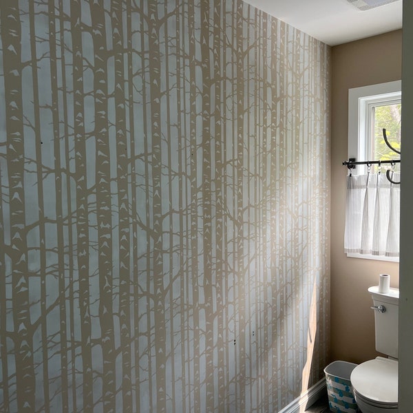 Birch Forest Wall Stencil - LARGE WALL STENCIL Instead of Wallpaper ...