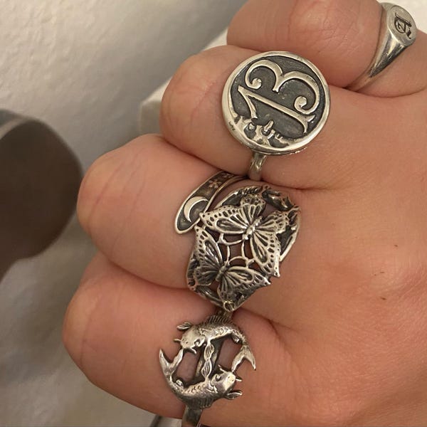 Sterling Silver Luna Moth Ring Moon Ring Morning Glory Ring Moonflower ...