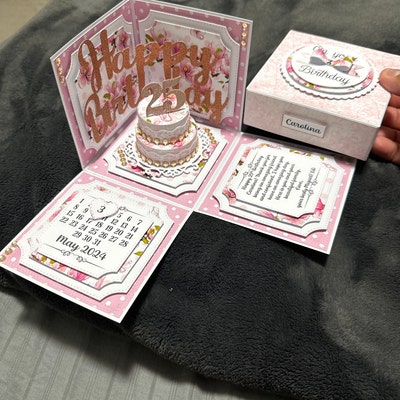 Birthday Exploding Box Birthday Card With Cake 3d Cake Pop up Card ...