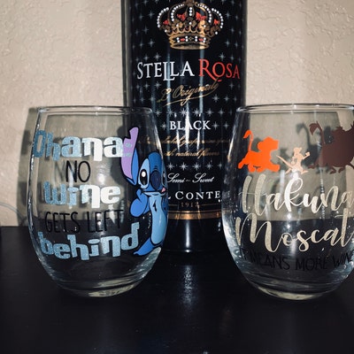 Blue Alien Wine Glass, Stitch Inspired Wine Glass, Stitch Wine Glass ...