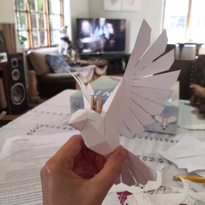 Sparrow Make Your Own Low Poly Bird on Fly, Geometric Bird, Paper ...