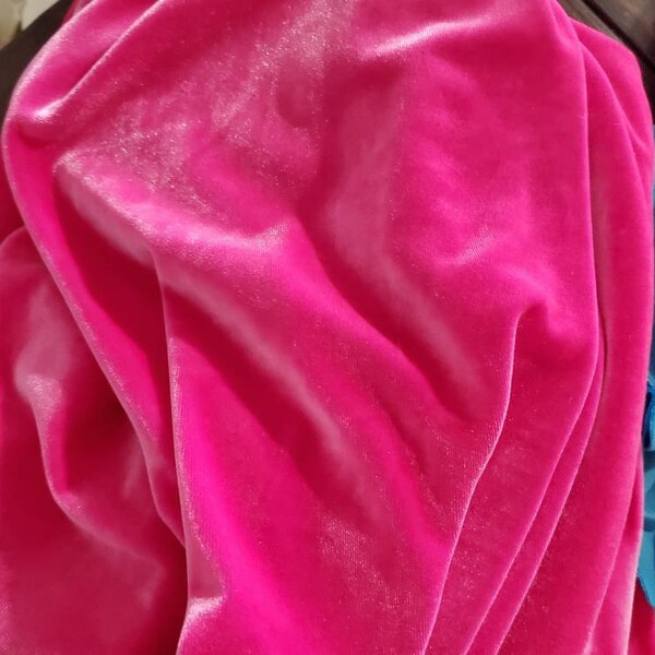 Princess NEON PINK Polyester Spandex Stretch Velvet Fabric for Tops ...