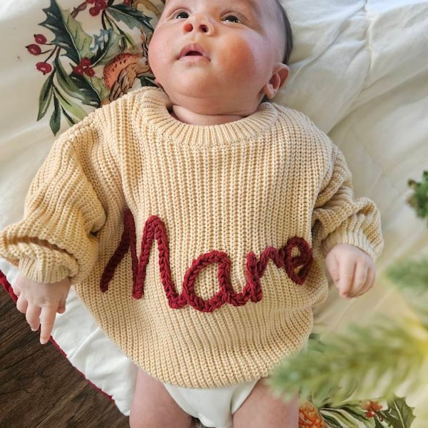 Custom Name Baby Sweater,personalized Hand Embroidered Baby Sweaters ...