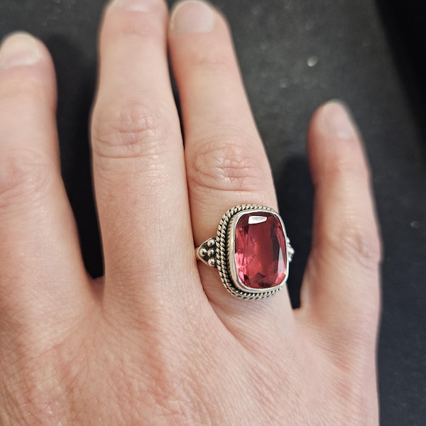 Pink Tourmaline Ring,925 Sterling Silver Ring, Handmade Ring, Pink ...