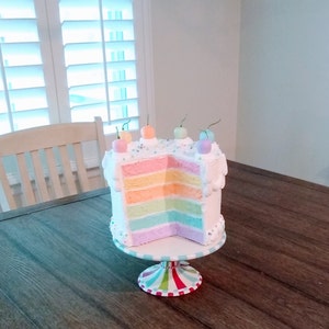 Rainbow Fake Cake, Pastel Rainbow Faux Cake, 8 Inch Cake - Etsy