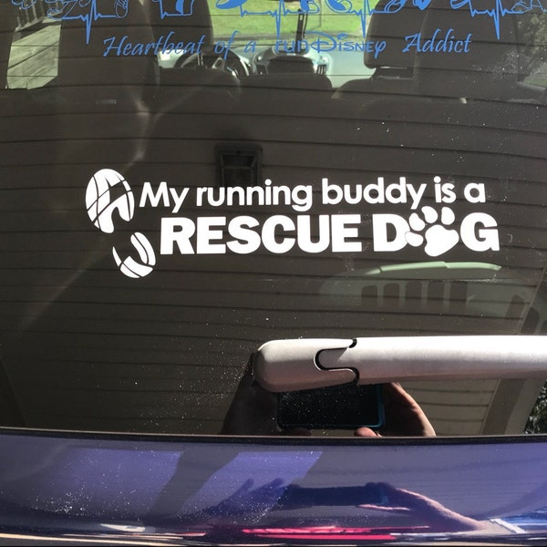 My Running Buddy is a Rescue Dog Vinyl Decal for Car Window - Etsy