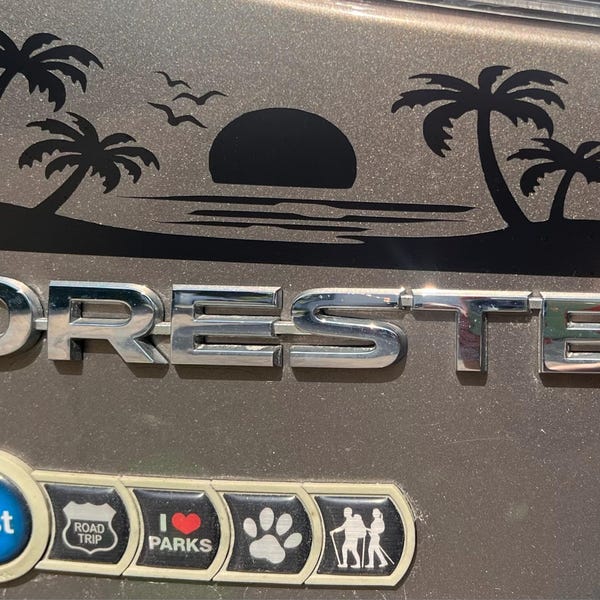 7" Beach Palm Tree Sunset Decal, Car Emblem Graphic, Sticker for Trunk ...