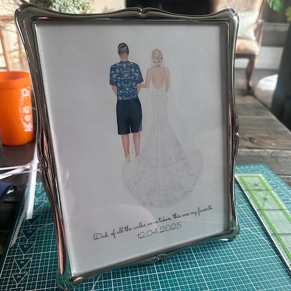 Personalized Bride and Dad Portrait Art PRINT | Father of the Bride ...