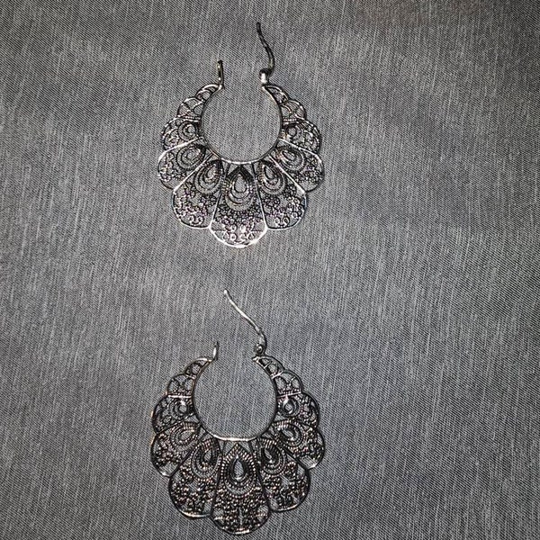 Sterling Silver Large Filigree Hoops | Indian Hoops | Bohemian Hoops ...