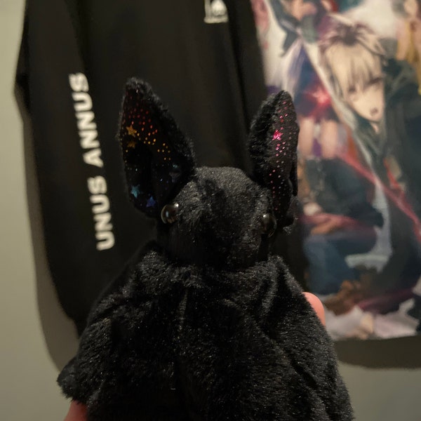 Pink Black Shimmer Stars Bat Plush, Stuffed Animal, Softie - Etsy